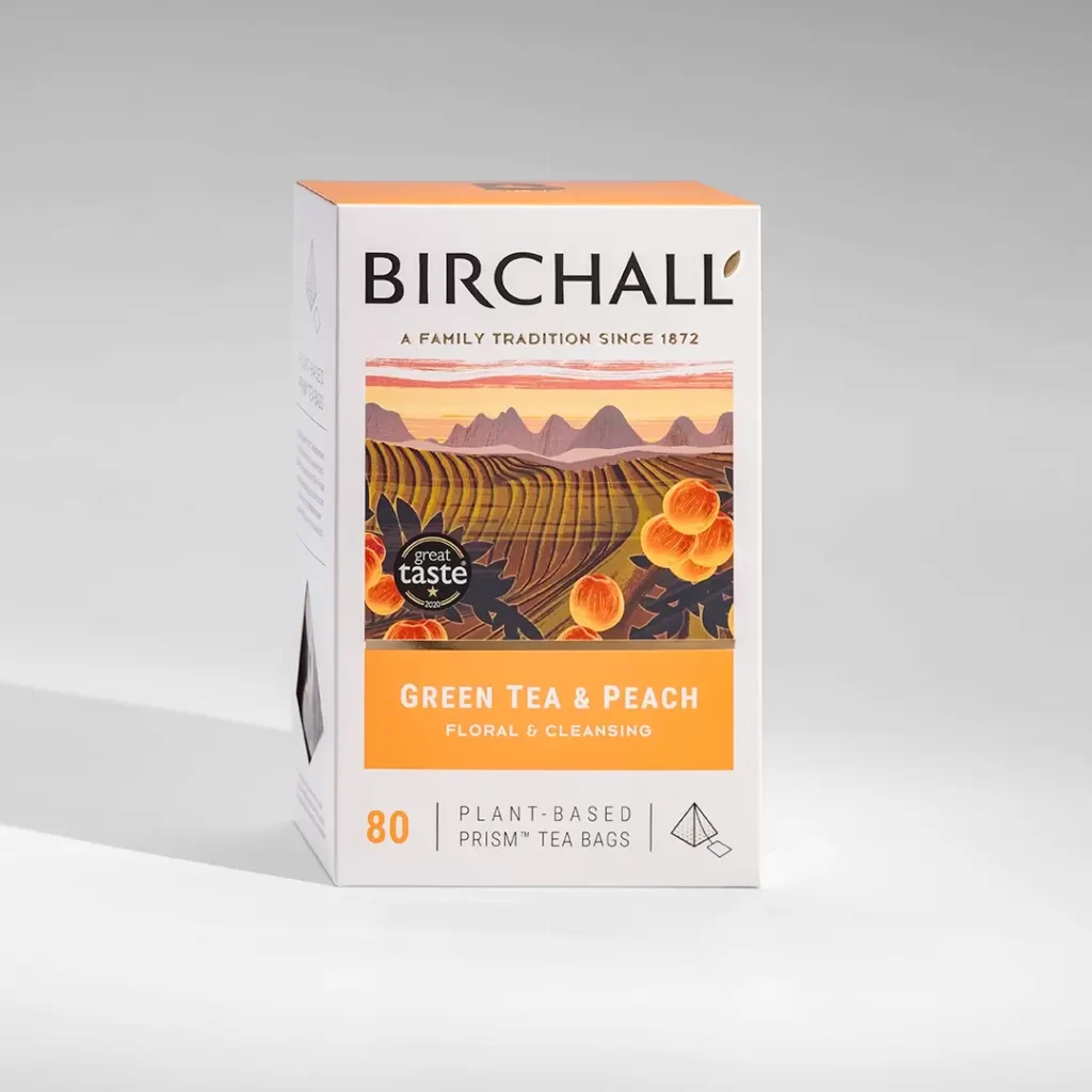 Birchall Green Tea & Peach 80 Prism Bags - Carita Coffee